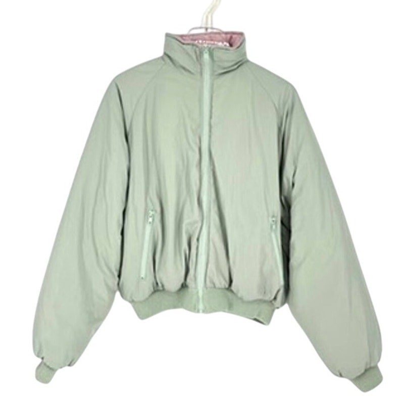 Brandy Melville Faith Reversible Puffer Jacket Oversized Pink Green ...