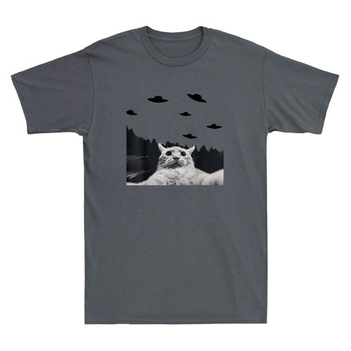 Cat Selfie with Alien UFOs Funny Meme Humor Cat Lover Gift Vintage Men ...