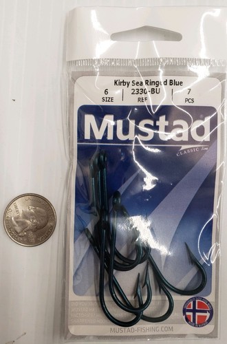 MUSTAD Sea Kirby Hook 2330-BU -BLUE Kirbed Point Offset Ringed CHOOSE ...