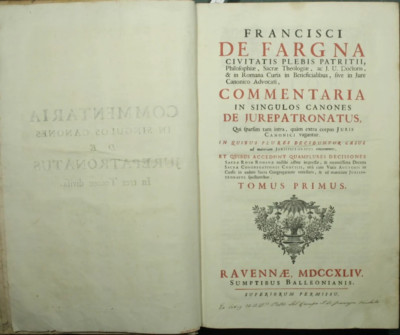 Commentaria in singulos canones de jurepatronatus | eBay