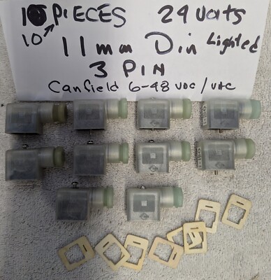 10 PIECES NEW Canfield Connector Lighted 11mm DIN Plugs 6-48 Vac/Vdc ...
