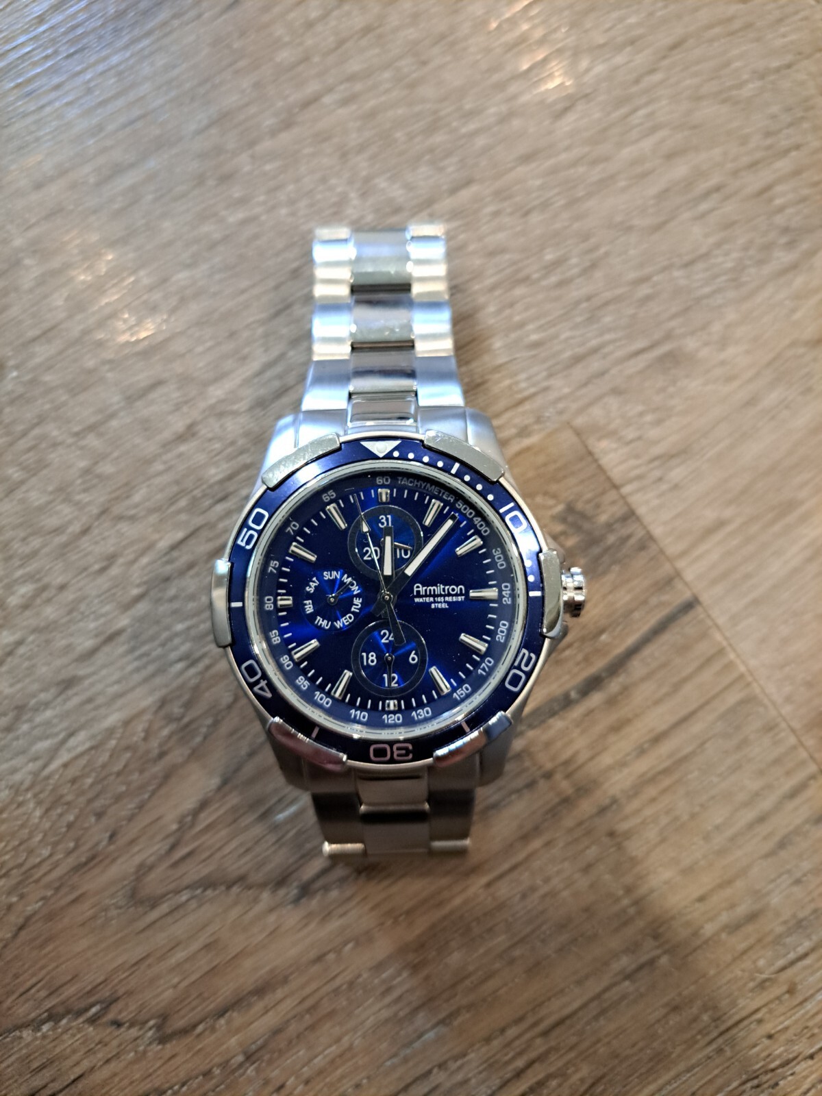 ARMITRON STEEL MEN'S STAINLESS STEEL BLUE DIAL WRIST WATCH 20/4677SV | eBay