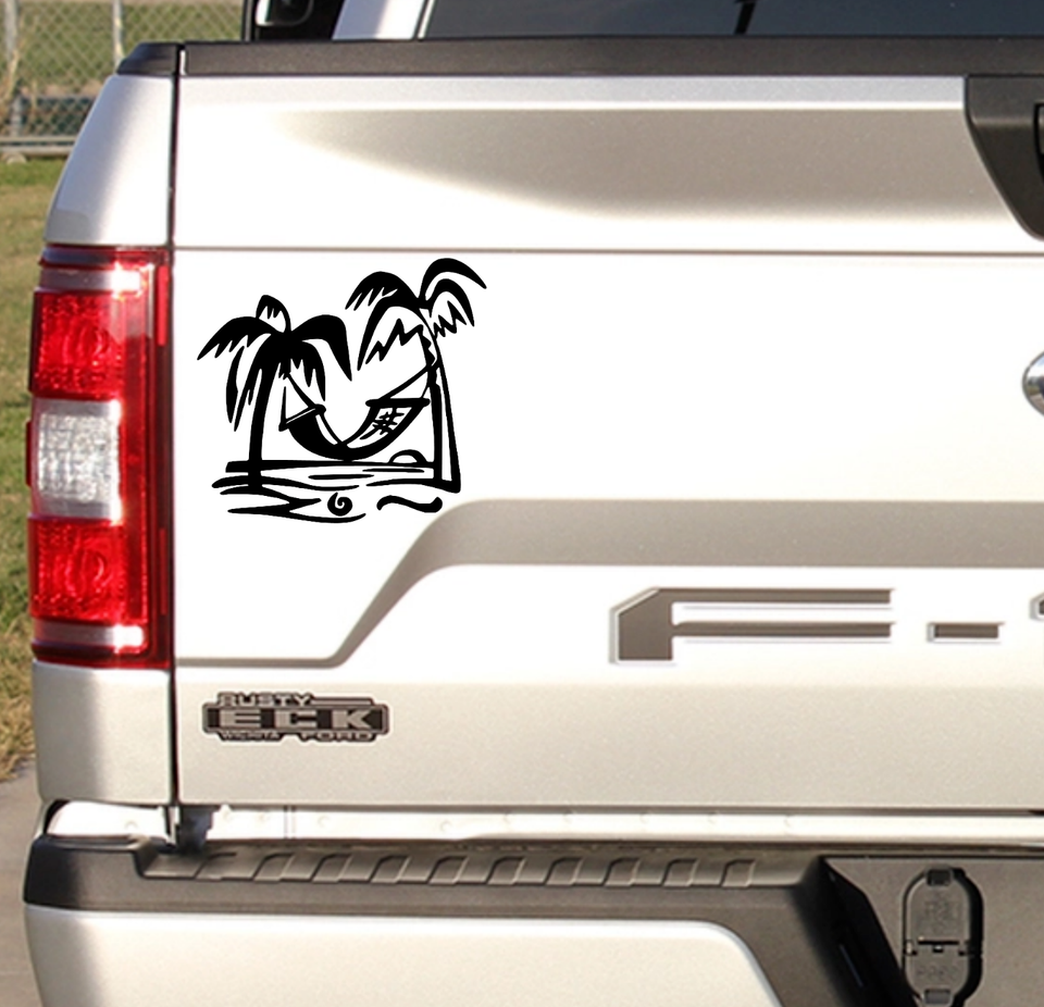 Beach Palm Tree Decal Stickers Car Tumbler Window Bumper Wall Art 22 ...