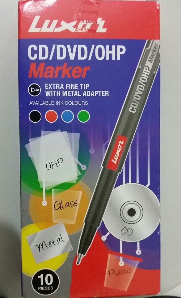 10 X EXTRA FINE TIP Permanent Marker Pens BLACK CD / DVD Marker Pen ...