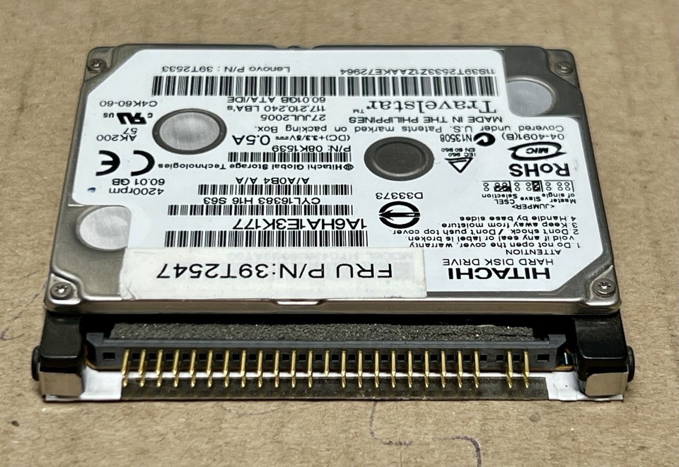 Hitachi 60GB HDD PATA/IDE/EIDE 4200RPM 1.8" Hard Drive for Laptop P/N ...