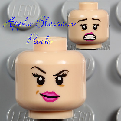 LEGO Light Flesh FEMALE MINIFIG HEAD - Girl Pink Lips Red Harrington ...
