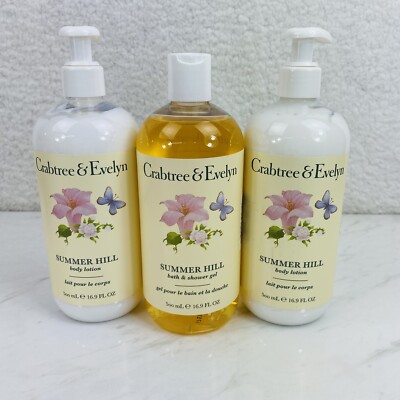Lot of 3 Crabtree & Evelyn SUMMER HILL Body Lotion + Bath & Shower Gel ...