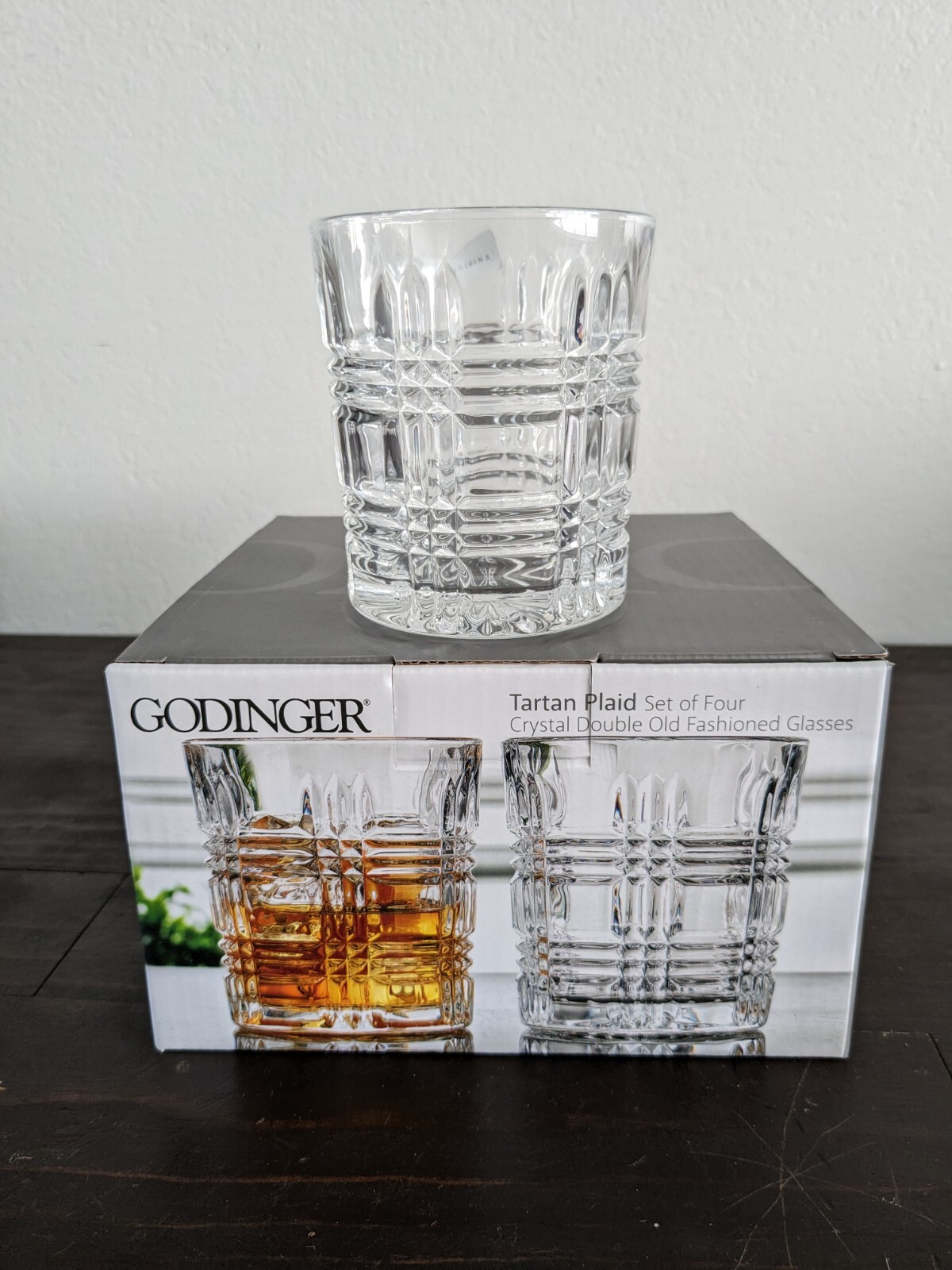 Godinger Tartan Plaid Design Double Old-Fashioned Glasses, Set of 4 9 ...