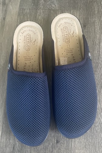 Fly Flot Mesh Clog Navy Blue Women’s Sz 9 EU 40 Slip On Mule White Sole ...