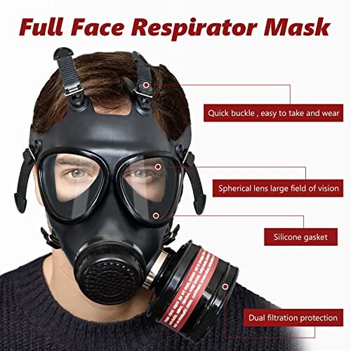 Gas Masks Survival Nuclear and Chemical, Full Face Respirator Mask with ...