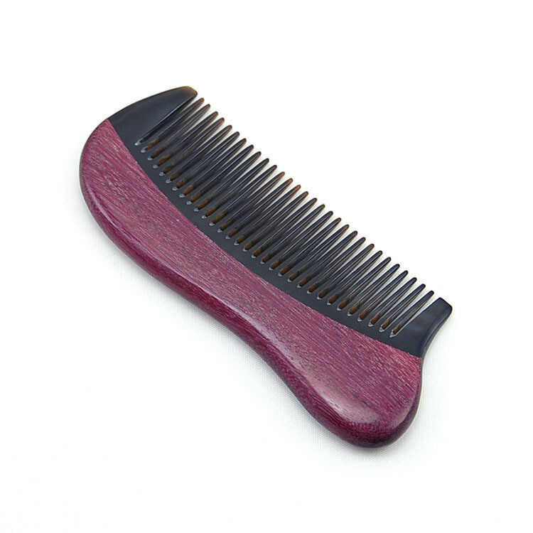 5'' Natural Wood Hair Comb Beard Comb Black Ox Buffalo Horn ...