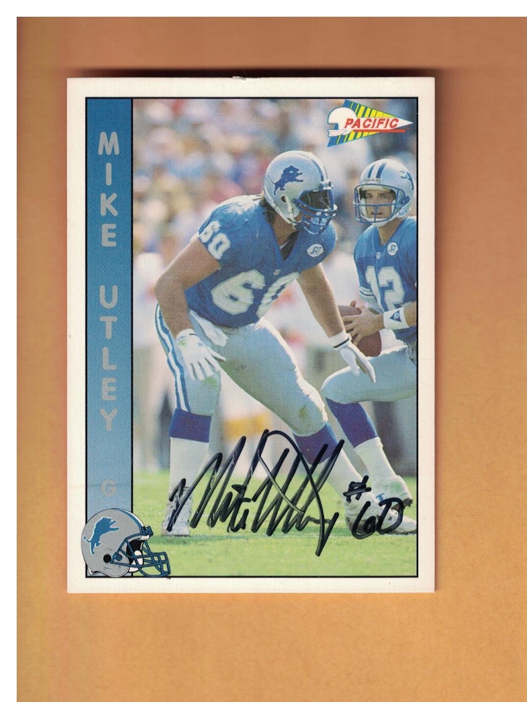 MIKE UTLEY AUTOGRAPHED 1992 PACIFIC FOOTBALL ROOKIE CARD SIGNED DETROIT ...