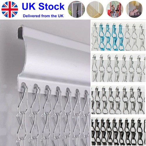 New Aluminium Door Fly Screen Metal Chain Curtain Insect Blinds 214cm x ...