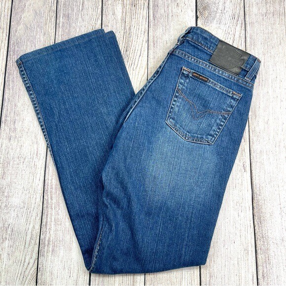 Harley Davidson Motorcycle Blue Bootcut Jeans Size 10… - Gem