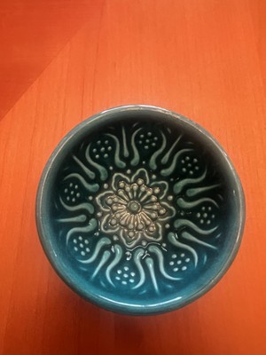 Turkish Hand Painted Ceramic Turquoise Small Bowl 3” Wide | eBay
