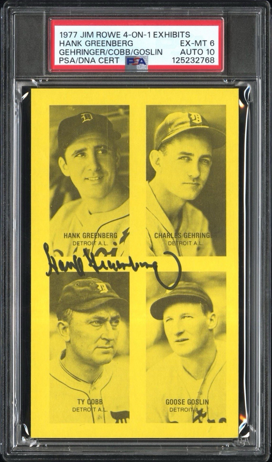1977 Jim Rowe Exhibits Hank Greenberg PSA 6 PSA/DNA 10 AUTO Pop 1 Total ...