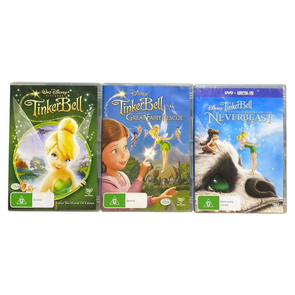 Disney Tinker Bell DVD Movie Bundle 3 Films Set Great Fairy Rescue ...