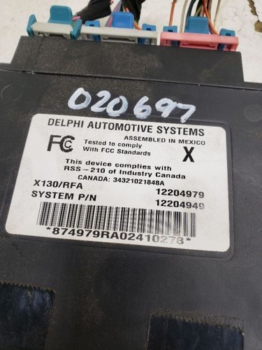 Chassis ECM Body Control BCM Right Hand Dash Opt AU0 Fits 01-02 ALERO ...