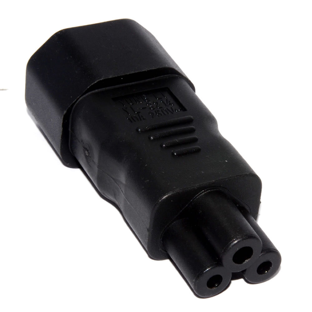 3 Pin IEC Kettle Lead Socket C14 to Cloverleaf Plug C5 Power Mains Plug ...