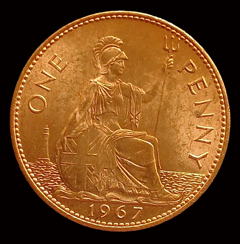 1967 GB Great Britain 1d One Penny Coin Uncirculated Full Red - 473 | eBay