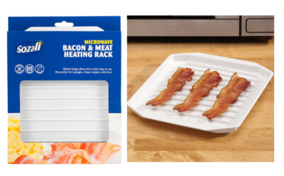 Plastic Microwave Bacon Rack Tray Healthy Crispy Cooking Defrosting ...