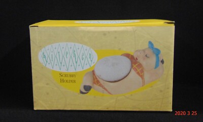 2005 Ceramic Kitchen Female PIG SCRUBBY HOLDER Pot Scrubber New In Box ...