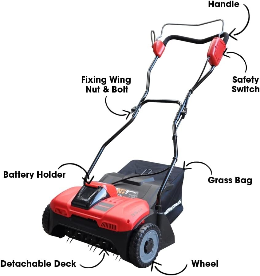 PowerWorks Cordless Scarifier Lawn Rake Dethatcher 40v 2Ah Tool Only ...