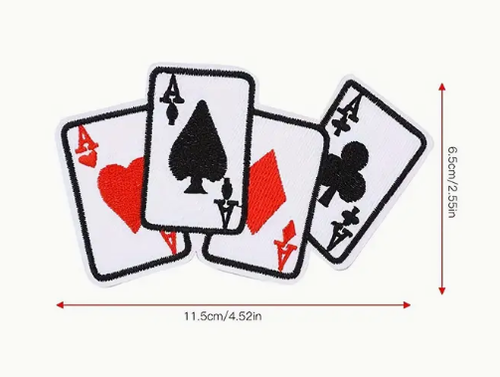 FOUR ACES - PLAYING CARDS - FOUR OF A KIND - POKER - Embroidered Iron ...