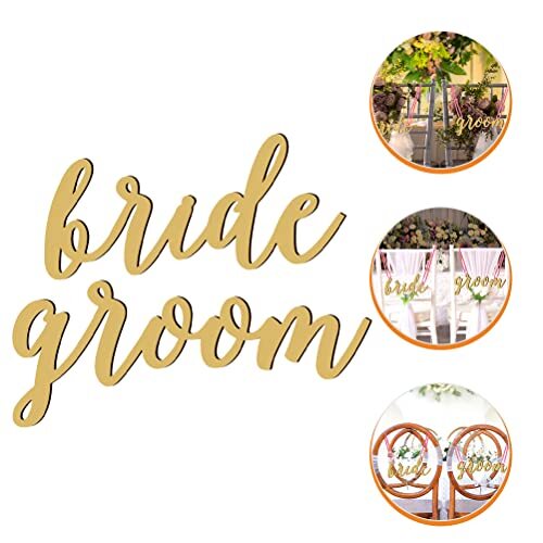 Bride And Groom Chair Signs Wooden Chair Banner With Ribbon Wedding ...