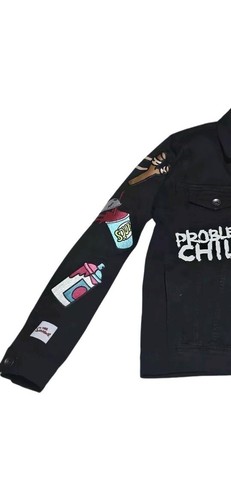 The Simpsons Bart Problem Child Jeans Black Denim Jacket Men's MEDIUM ...