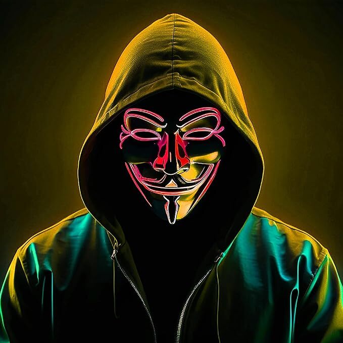 Light Up Anonymous mask Guy LED Halloween Cosplay Vendetta Hacker ...