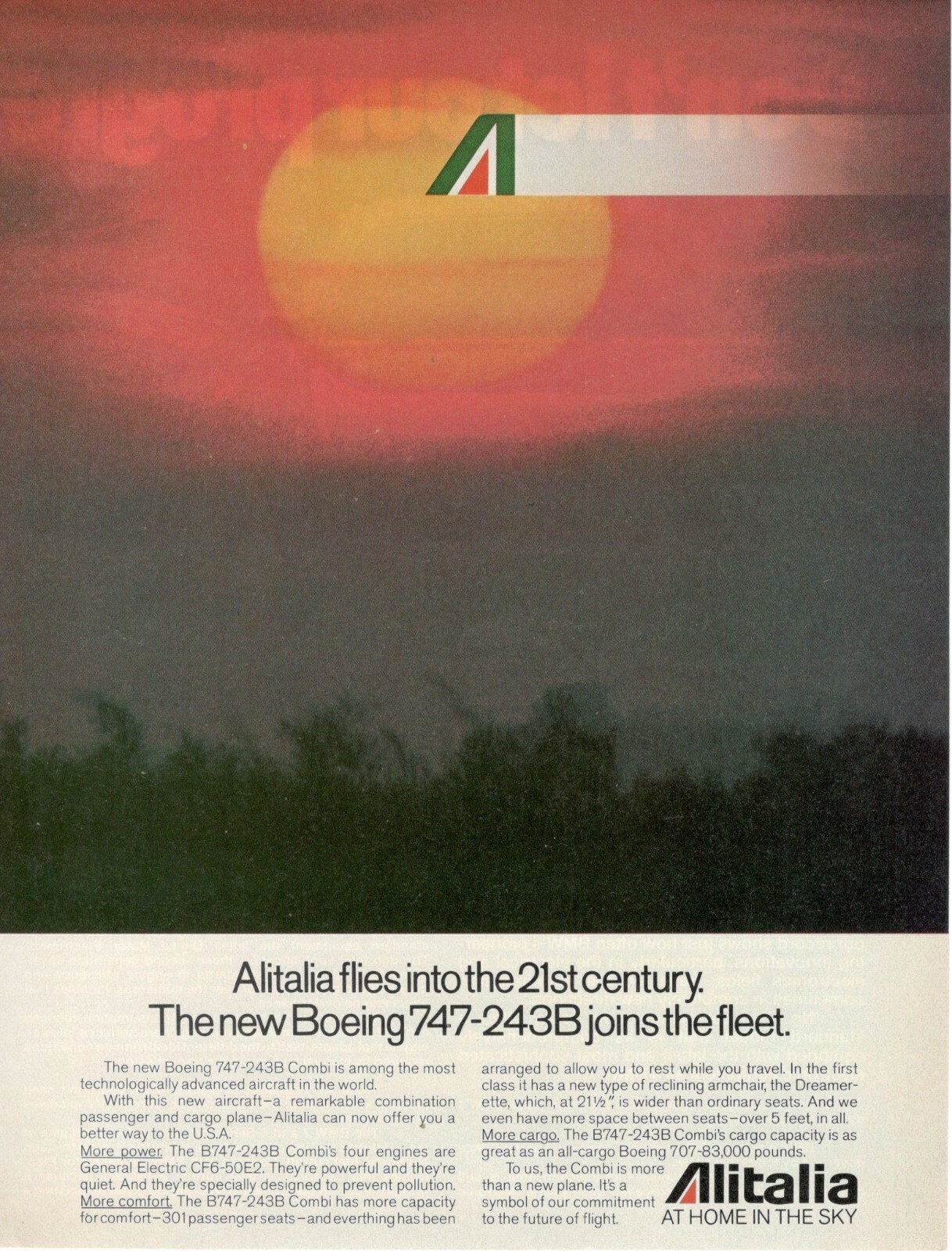 ALITALIA AIRLINES Compagnie Aérienne Publicité 1 Page Boeing 747-243 | eBay