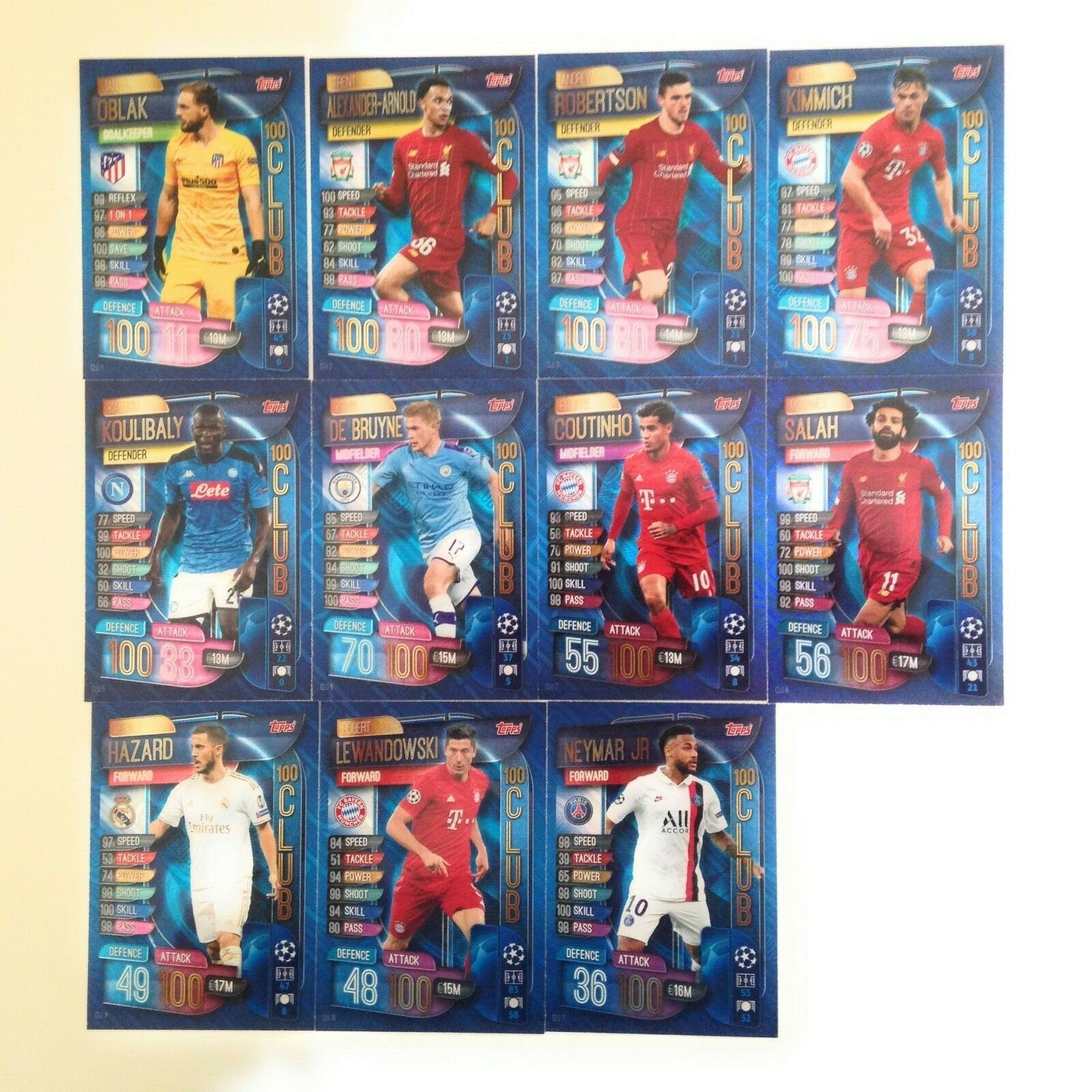 MATCH ATTAX EXTRA 2019/20 19/20 FULL SET OF ALL 11 100 HUNDRED CLUBS ...