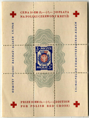 POLAND DACHAU Allach GERMANY Souvenir Sheet POLISH Red Cross Committee ...