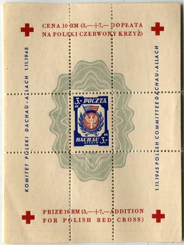 POLAND DACHAU Allach GERMANY Souvenir Sheet POLISH Red Cross Committee ...