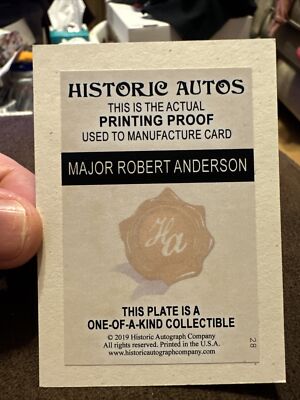 2019 Historic Autograph Civil War Divided #28 robert anderson printing ...