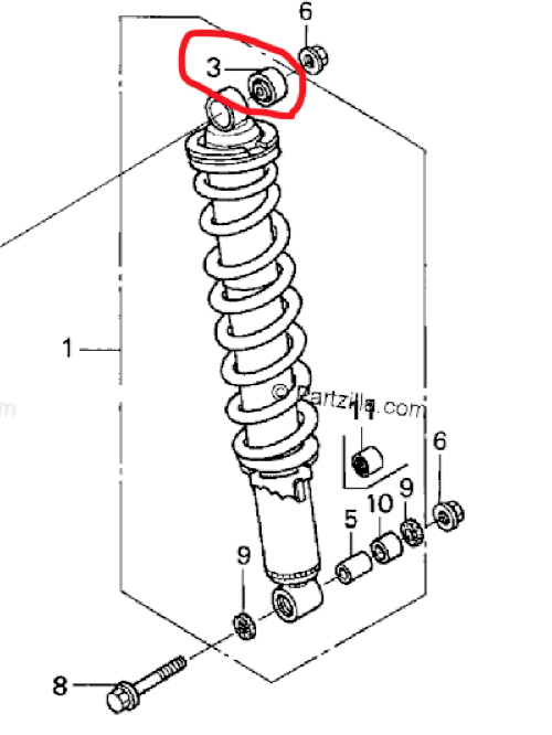 HONDA FRONT / REAR SHOCK BUSHING, TRX 250R,400EX,ATC 250ES BIG RED ...