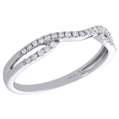 14K White Gold Round Diamond Contour Enhancer Ring Ladies Wedding Band ...