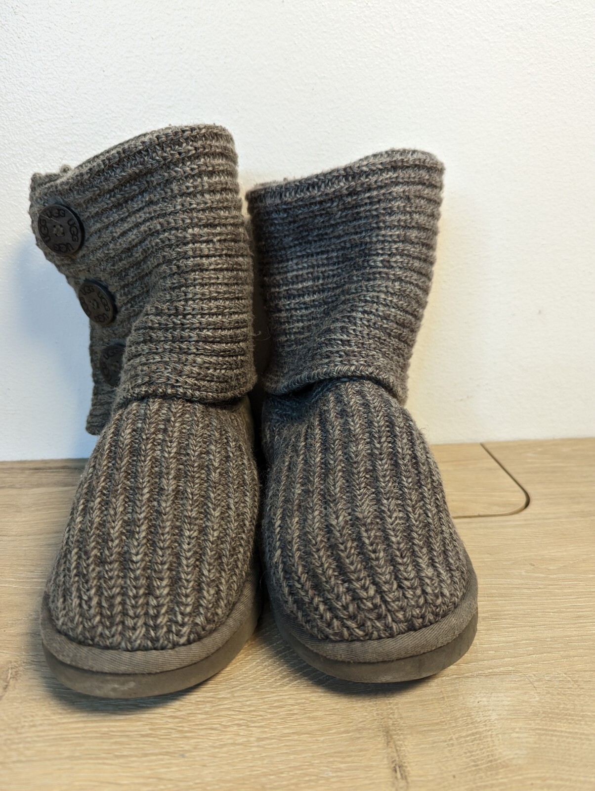 UGG Classic Cardy Button Detailed Sweater Knit Boots 5819 Gray Womens ...