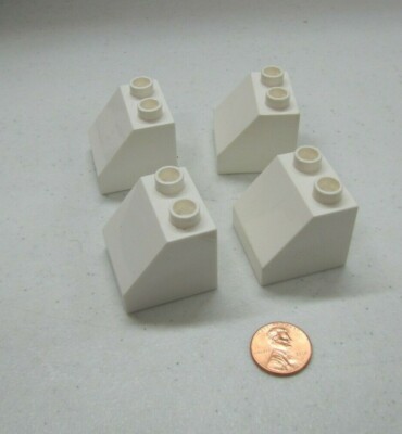 Lego Duplo Block White 2X2X2 Slope 45 Ramp Brick 4 Block Lot Building ...