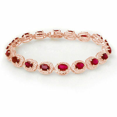 Oval Simulated Ruby Anniversary Bracelet In Solid 925 Sterling Silver ...