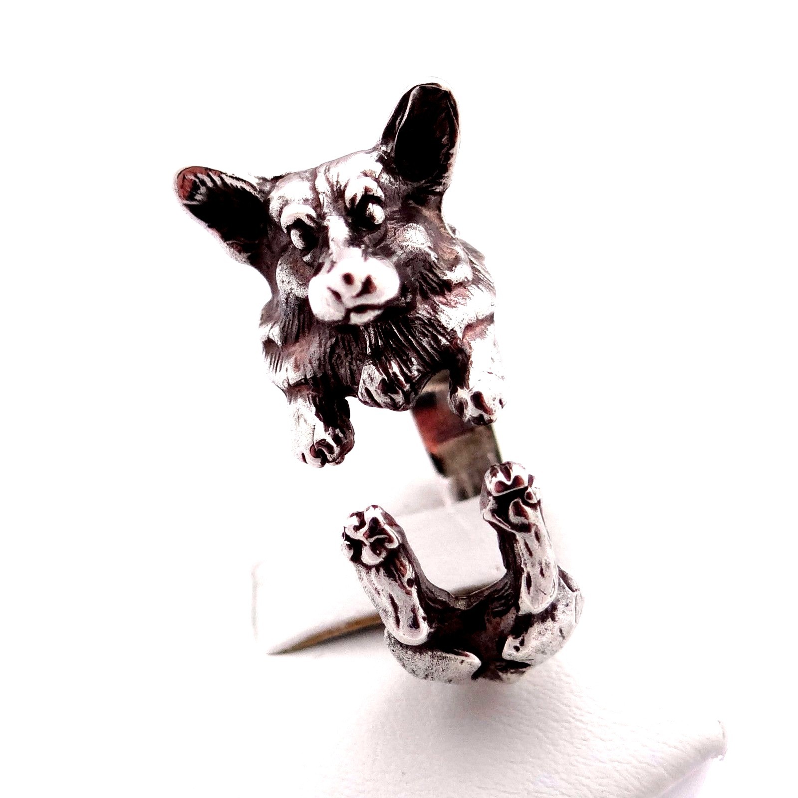 Corgi Ring, Lovely Welsh Corgi Ring, Dog Ring, Animal Wrap Ring, Silver ...