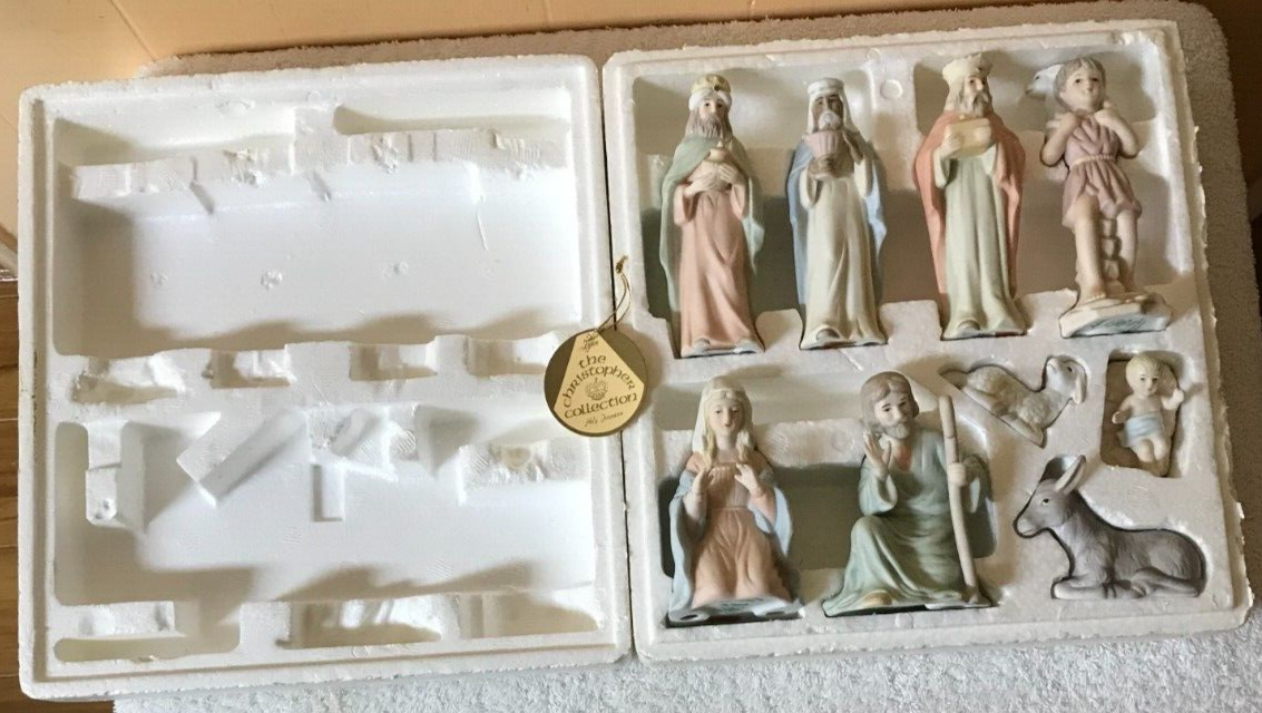 Vintage 1983 LEFTON Christopher Collection 9 Piece Porcelain NATIVITY ...