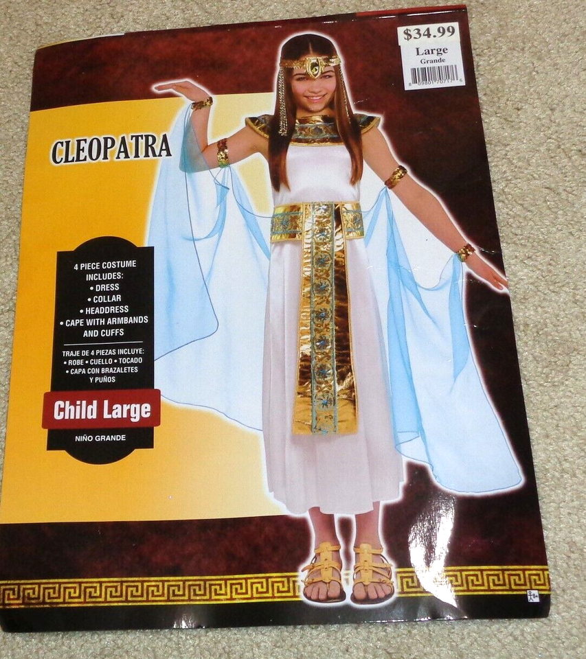 Girls Egyptian Cleopatra Halloween Costume Dress Cape Armbands Cuff ...