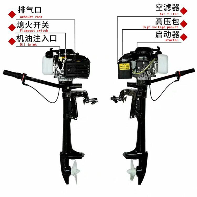 Gas-Powered Outboard Motor Fishing Boat Engine 3.5-7HP 2/4-Stroke Air ...
