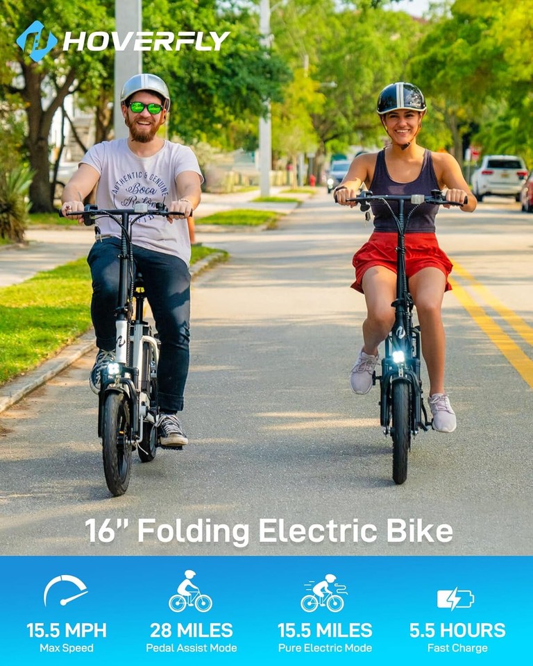 HOVERFLY H3 16" Electric Bike, Max 28Miles Range(Pedal-Assist) Folding ...