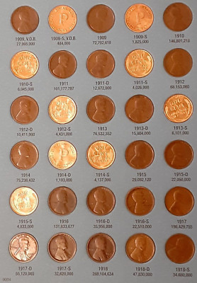 360 lincoln penny set collection 1909 vdb-2023 p d s added bu wheat ...