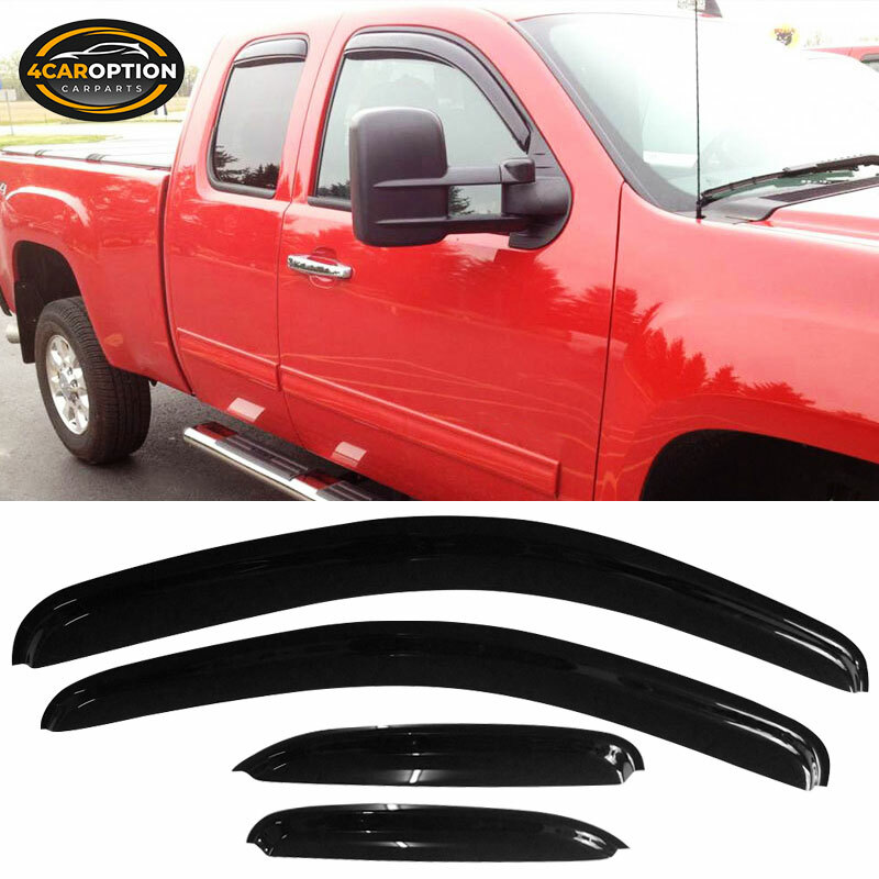 Fits 07-14 Chevy Silverado Sierra Extended Cab Window Visors Rain Sun ...