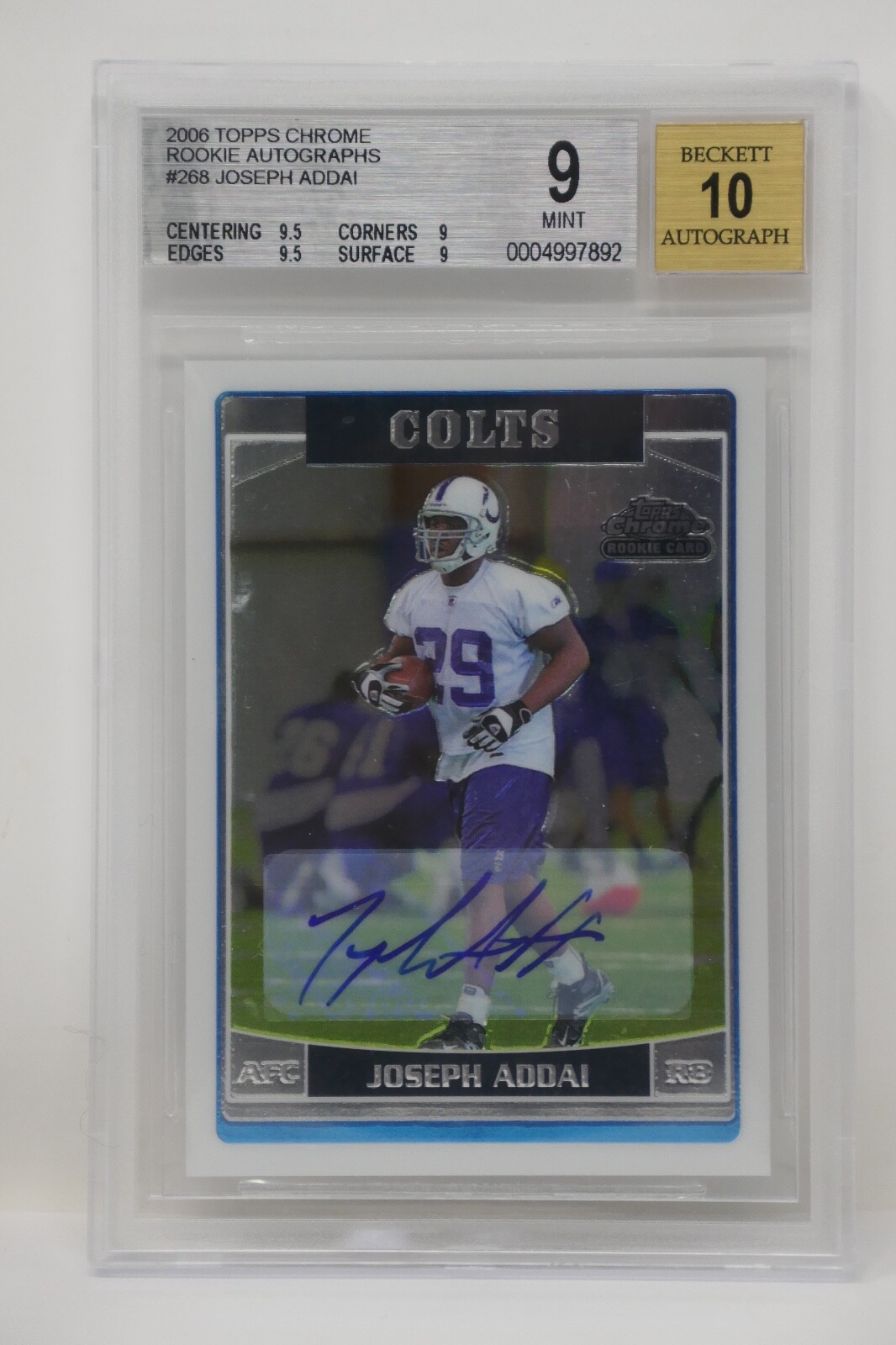 2006 Topps Chrome Rookie Autographs #268 Joseph Addai Colts 🔥Beckett 9 ...