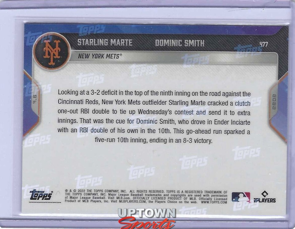 2022 Topps Now 477 Starling Marte / Dom Smith Late RBI Wins Game -BLUE ...